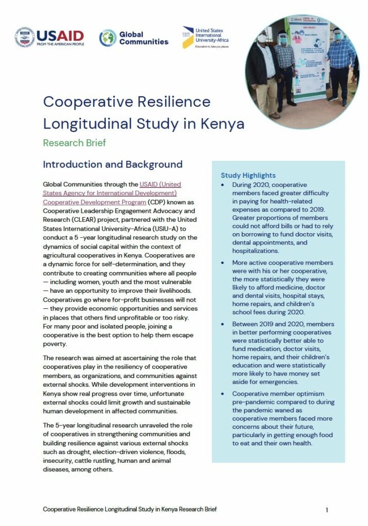 Cooperative Resilience Longitudinal Study in Kenya - Global Communities